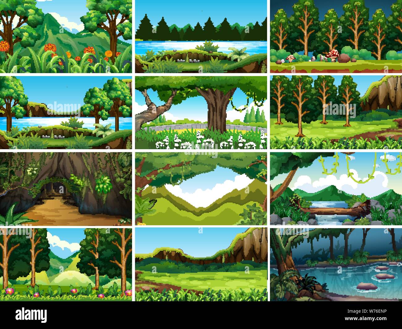 Empty, blank landscape nature scenes illustration Stock Vector Image ...