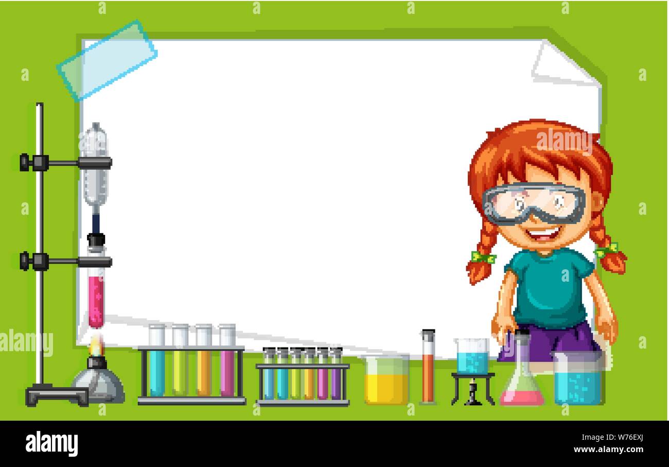 Frame design with girl doing experiment illustration Stock Vector Image ...