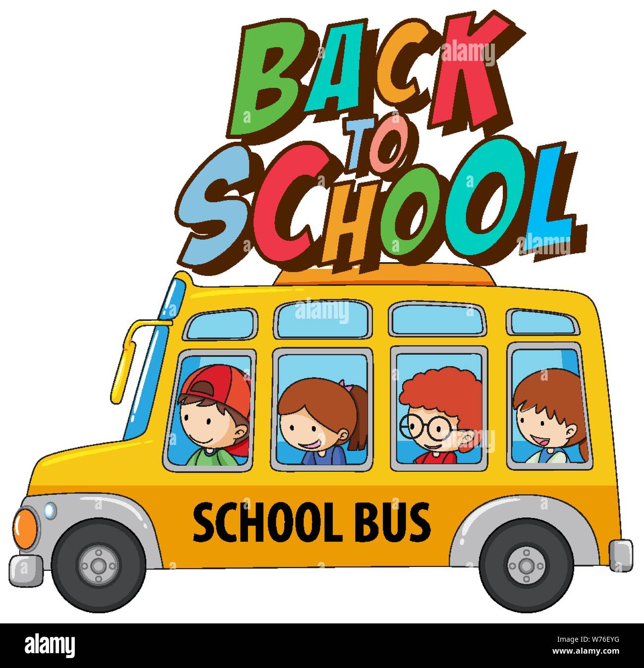 Back to school template with bus illustration Stock Vector Image & Art ...