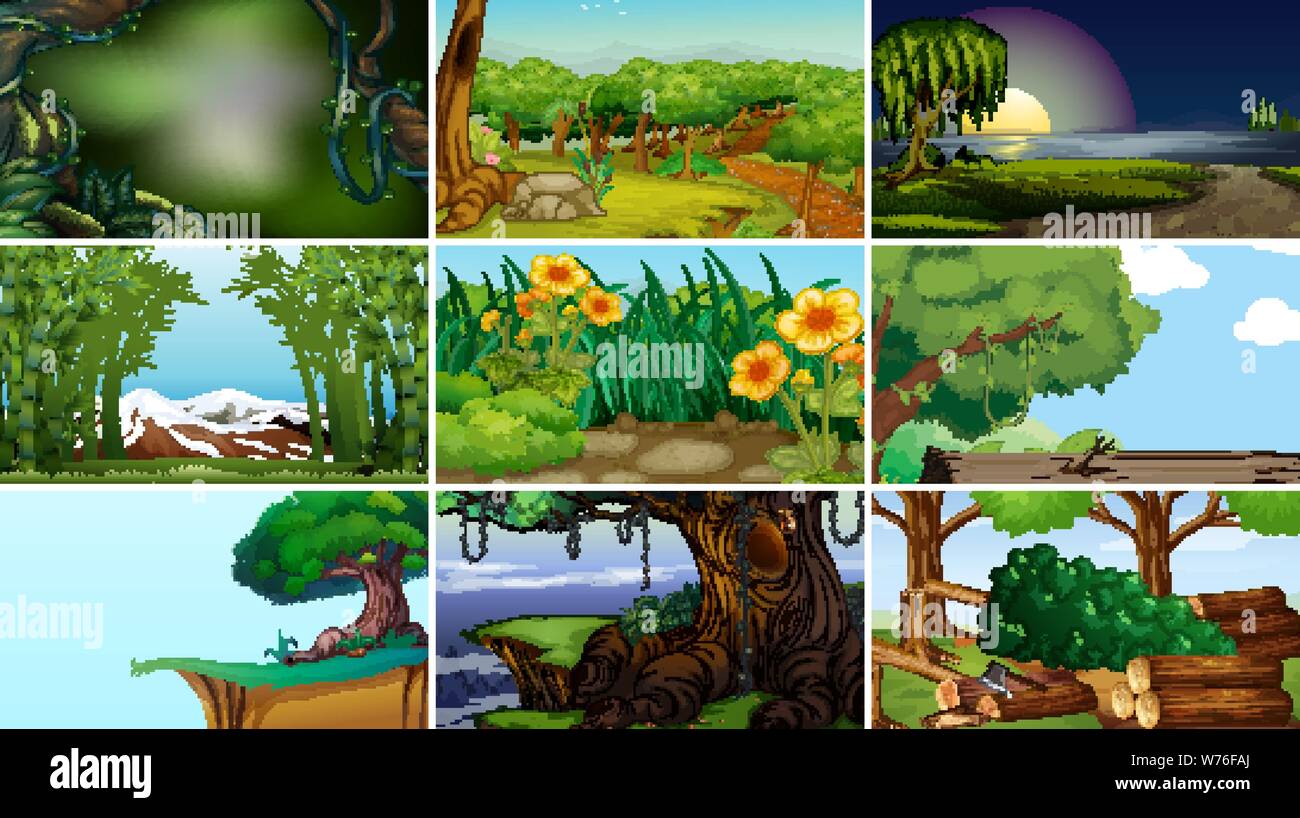 Empty, blank landscape nature scenes illustration Stock Vector Image ...