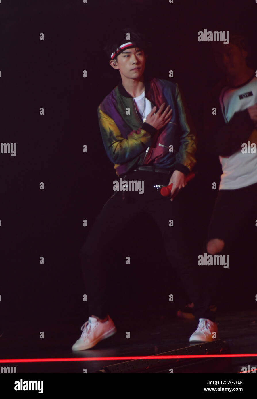Jackson Yee or Yi Yangqianxi of Chinese boy group TFBoys performs ...