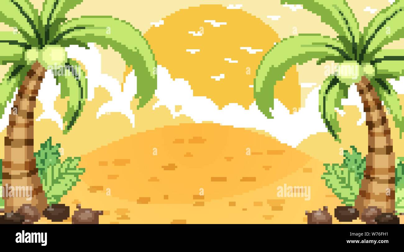 Empty nature beach ocean coastal landscape illustration Stock Vector ...