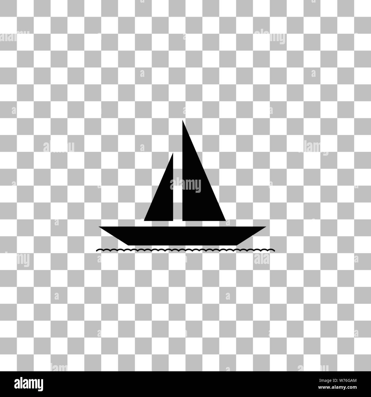 Sailboat. Black flat icon on a transparent background. Pictogram for ...