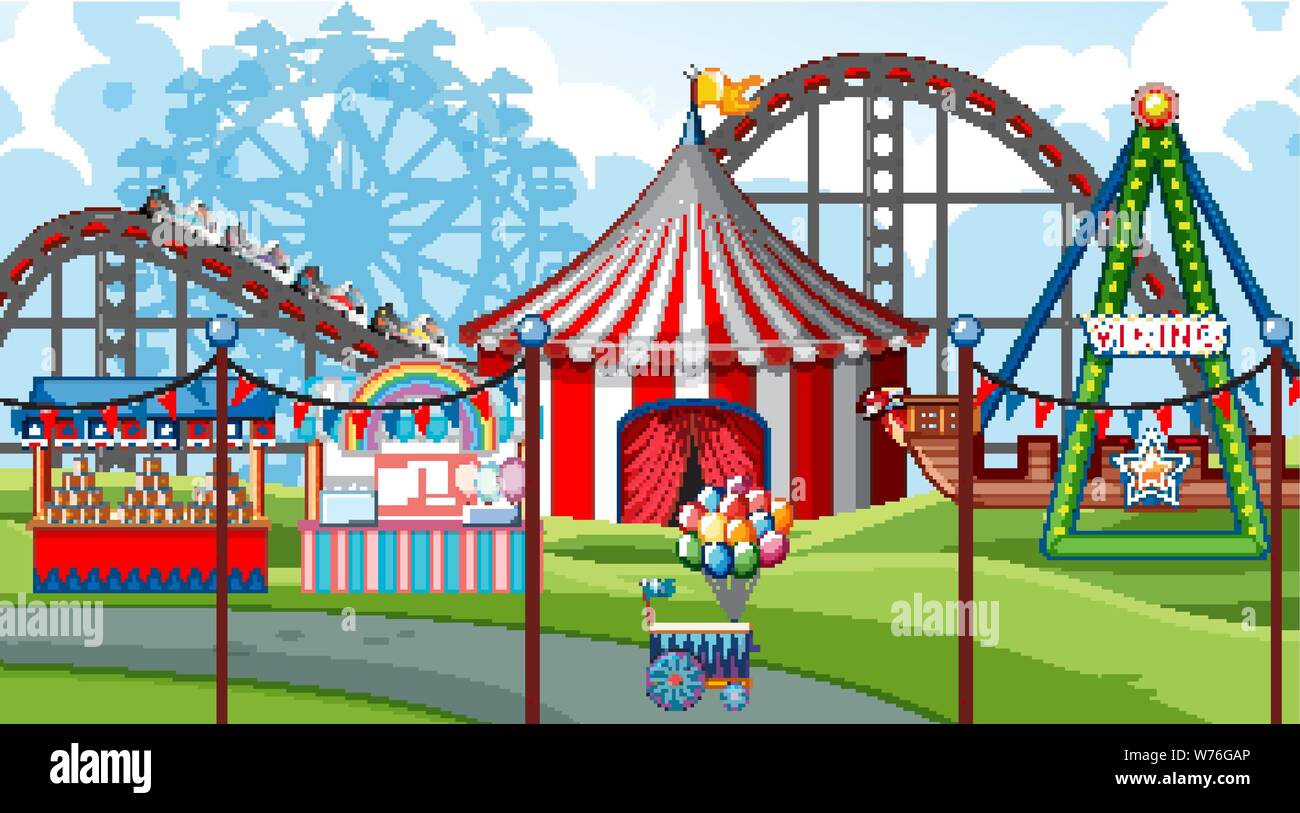 An outdoor funfair scene illustration Stock Vector Image & Art - Alamy