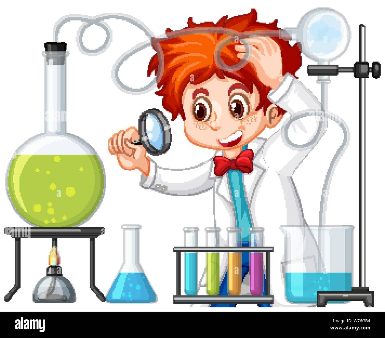 Scientist working with science tools in lab illustration Stock Vector ...
