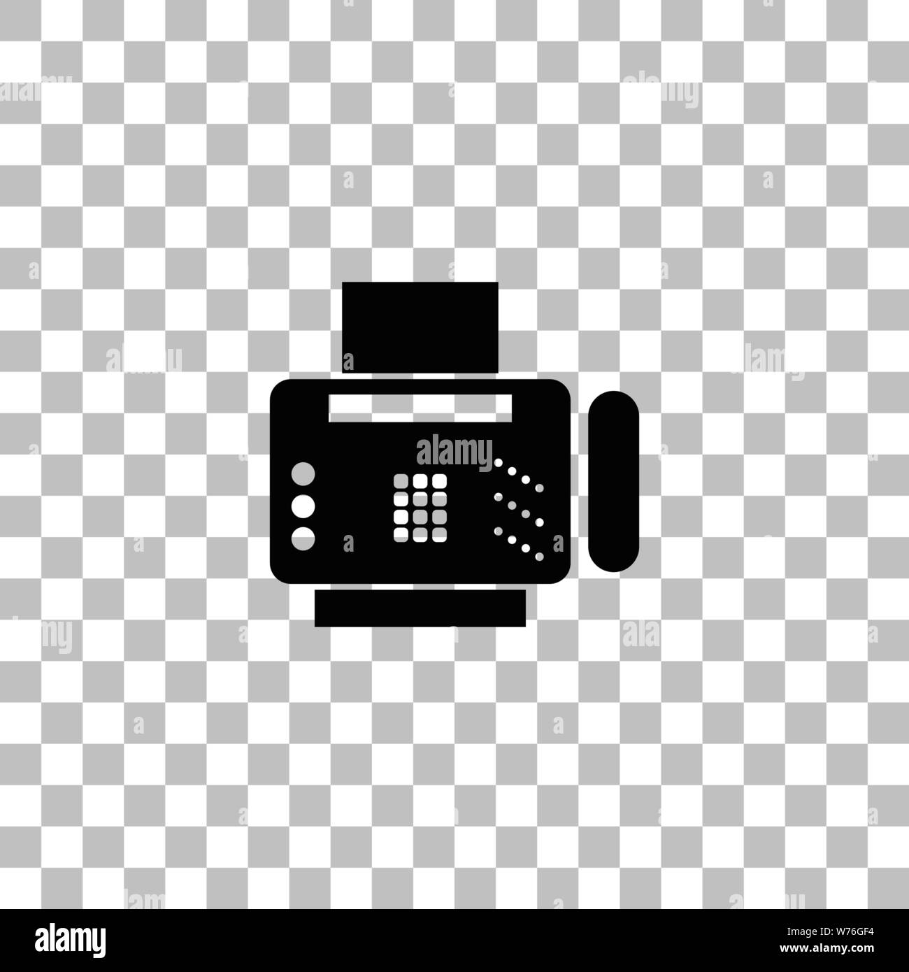 Fax machine. Black flat icon on a transparent background. Pictogram for ...