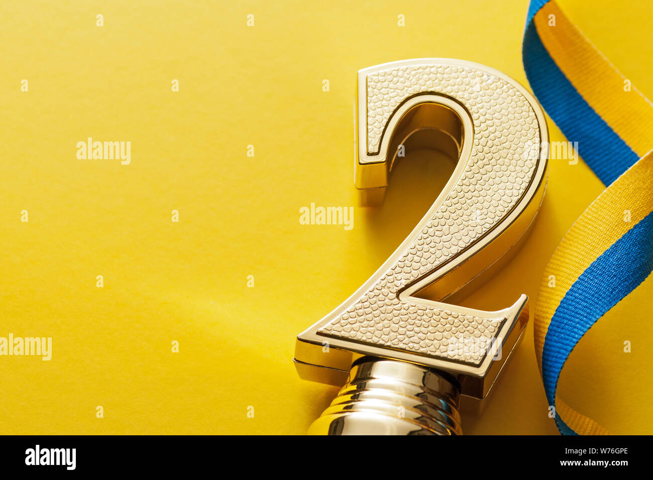 Gold number two 2nd place runner up trophy for a championship, race or ...