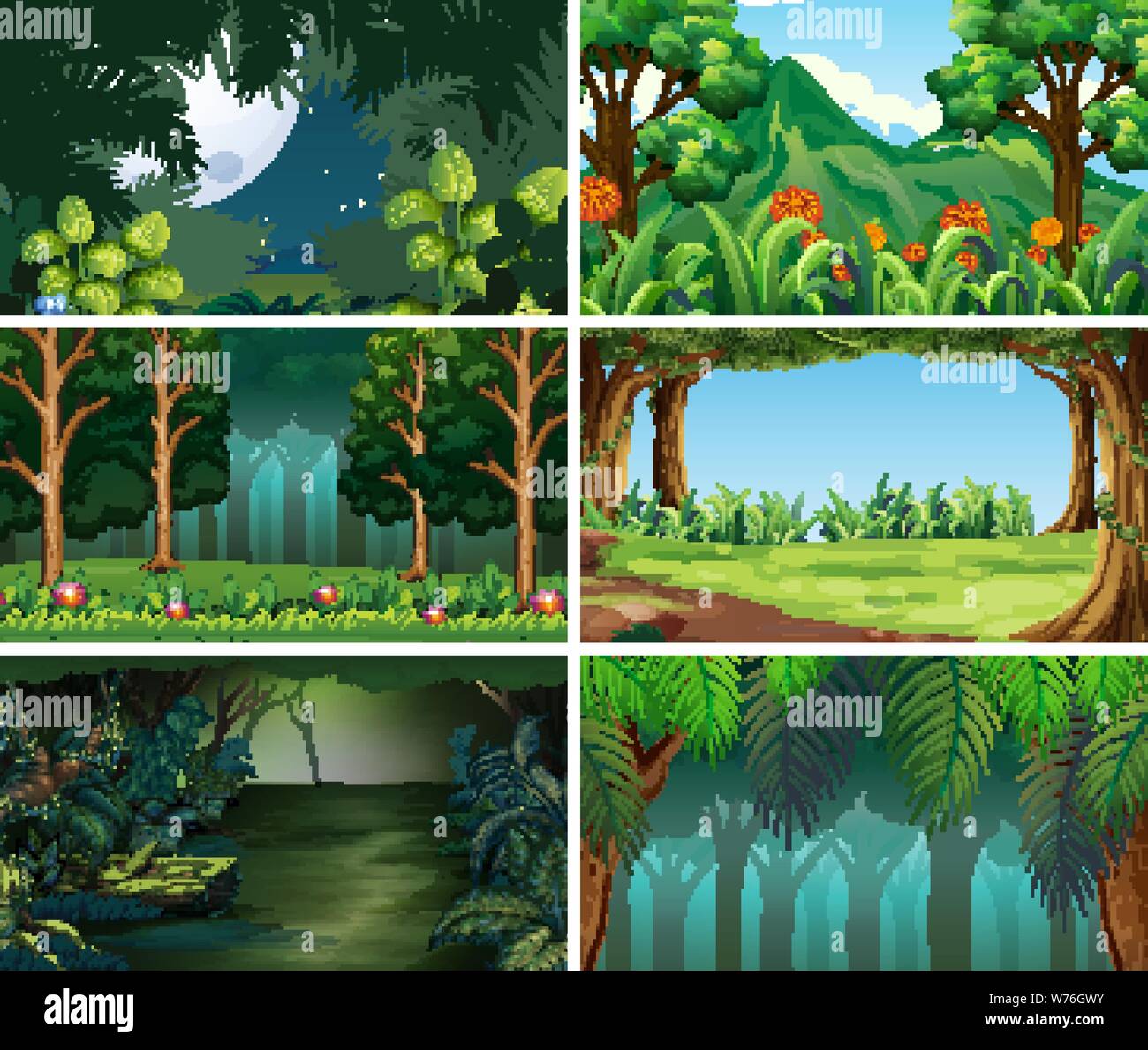 Empty, blank landscape nature scenes illustration Stock Vector Image ...