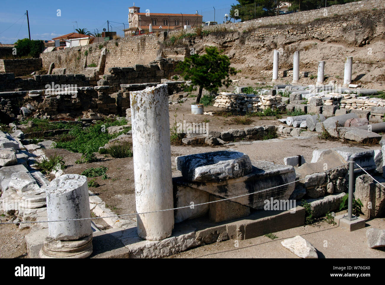 Greece. Ancient Corinth (polis). Ruins of the archaeological site ...