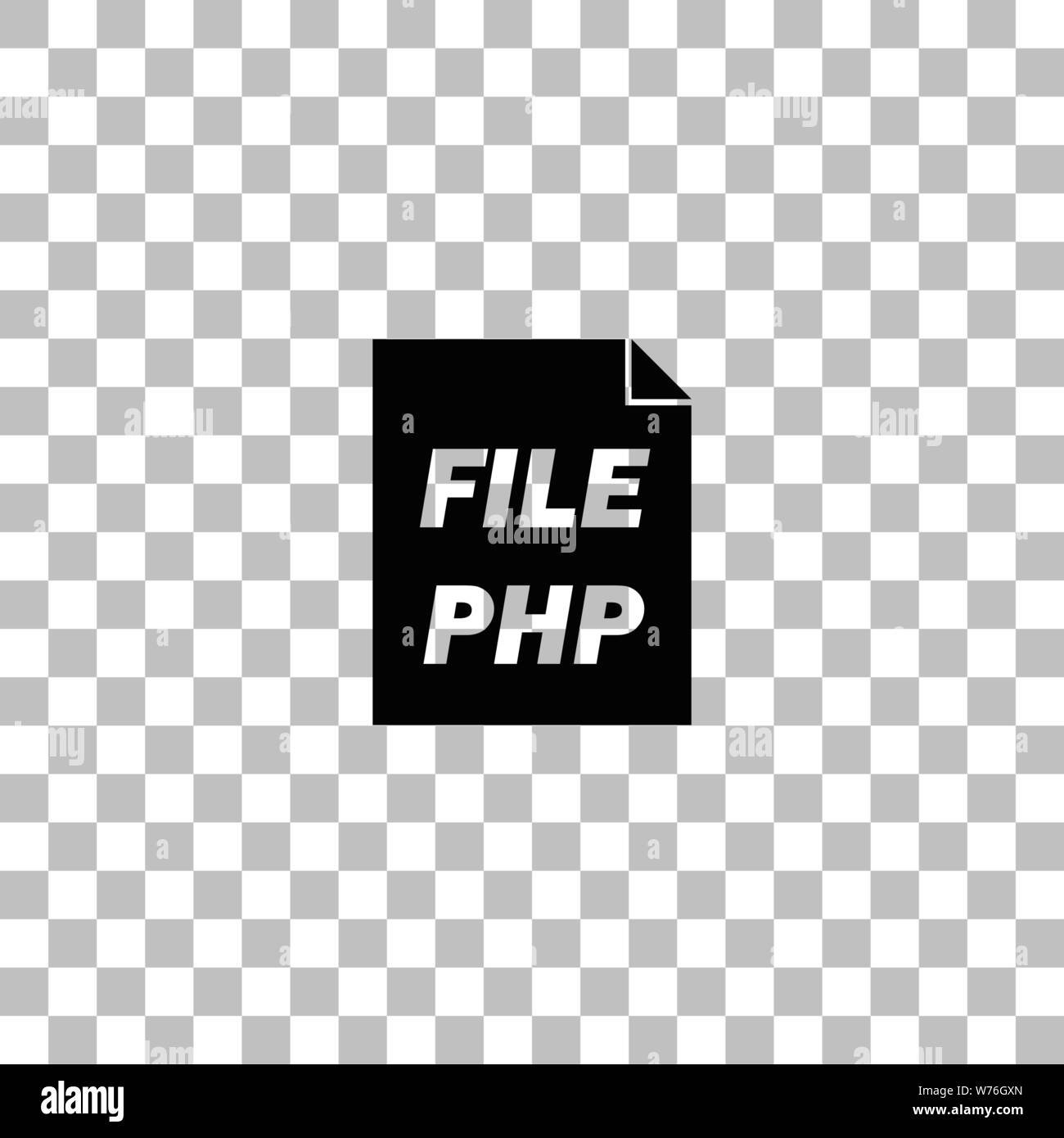 PHP File. Black flat icon on a transparent background. Pictogram for ...