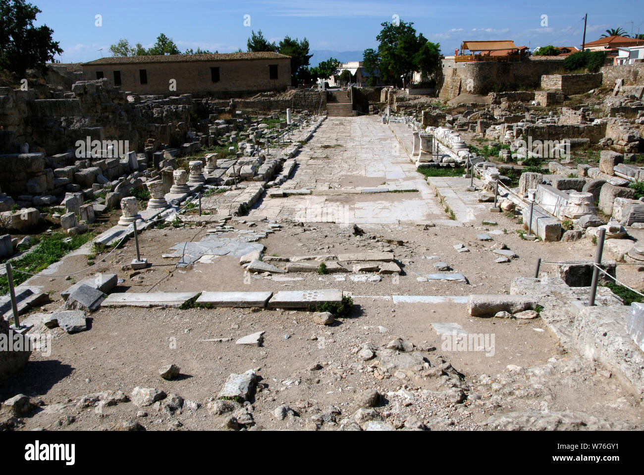 Greece. Ancient Corinth (polis). Ruins of the archaeological site ...
