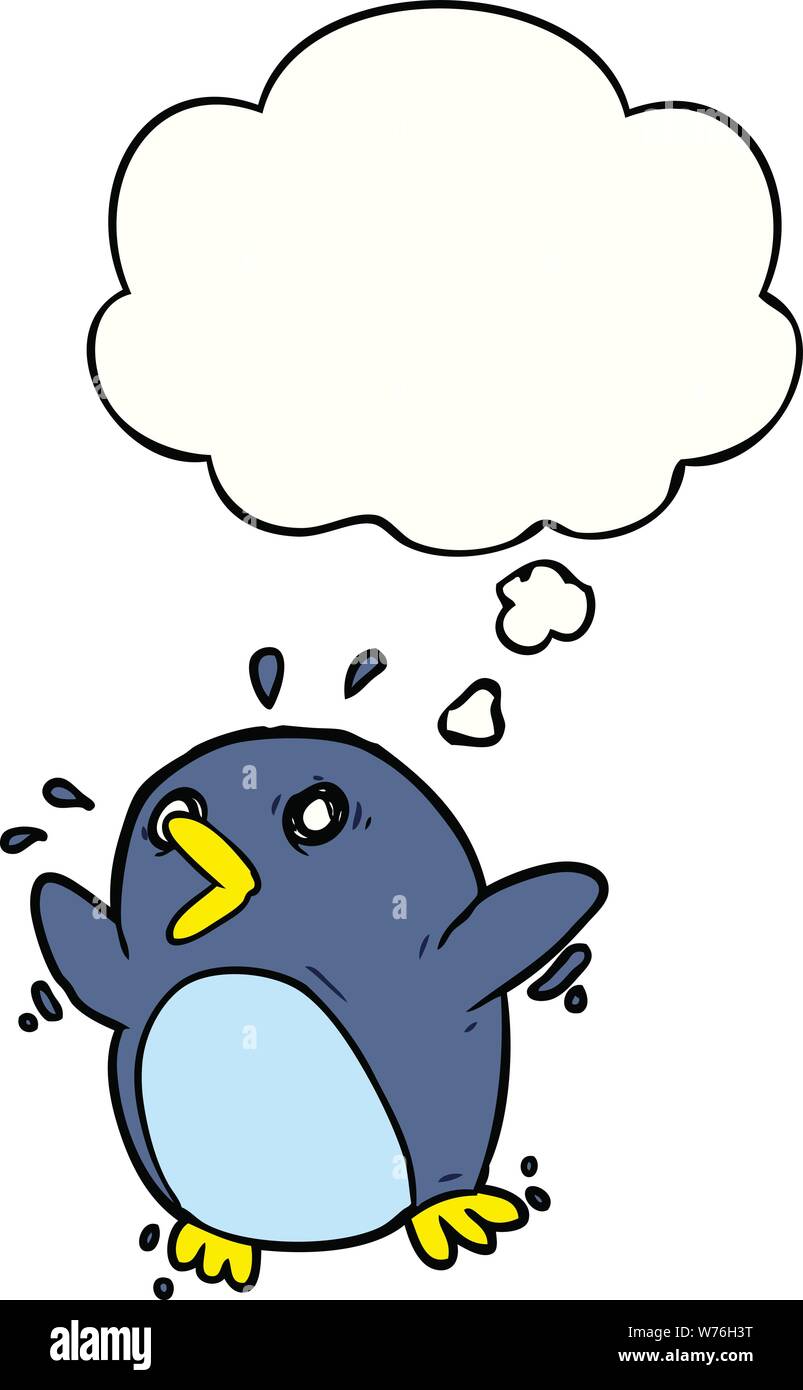 cartoon frightened penguin with thought bubble Stock Vector Image & Art ...