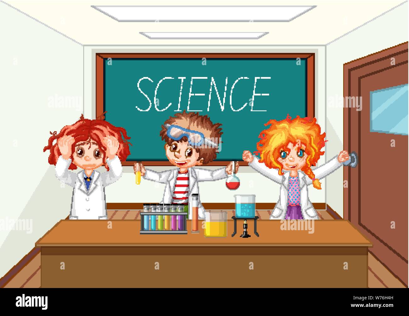 Scientist working with science tools in lab illustration Stock Vector ...