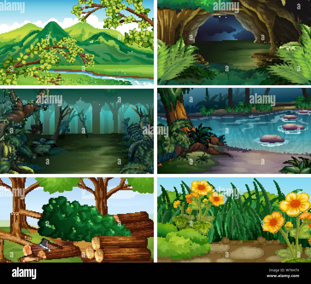 Empty, blank landscape nature scenes illustration Stock Vector Image ...