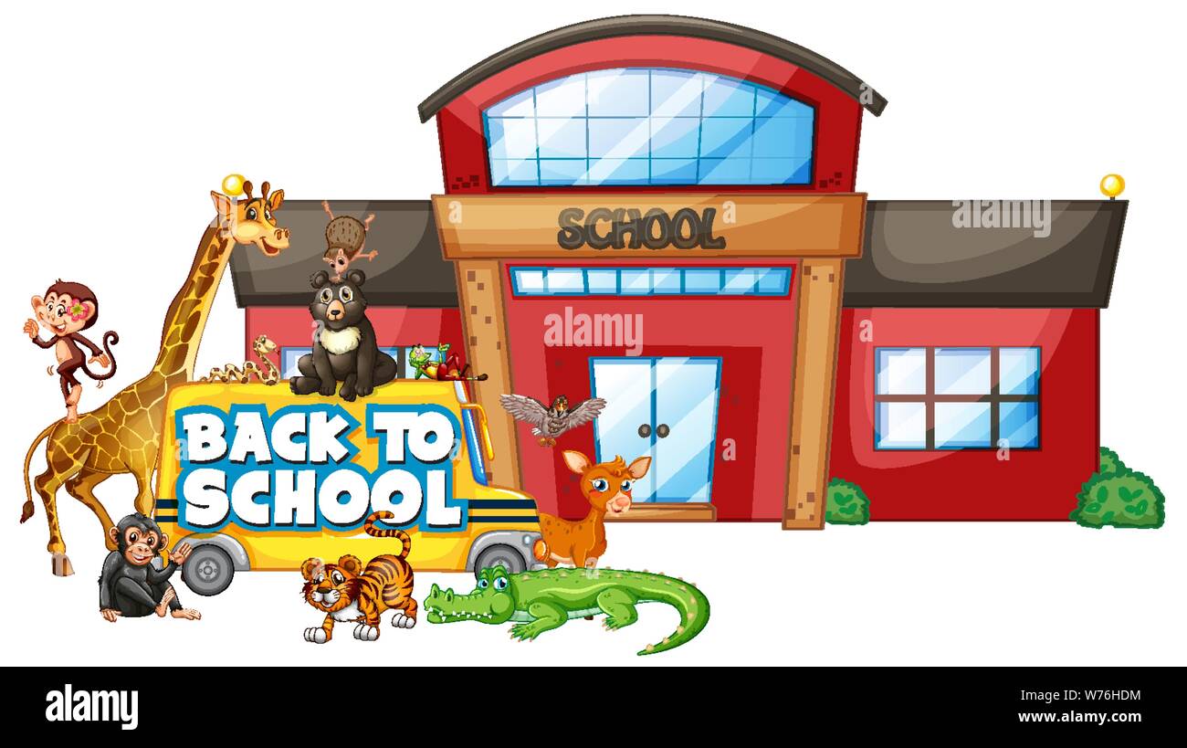 Back to school template with animals illustration Stock Vector Image ...