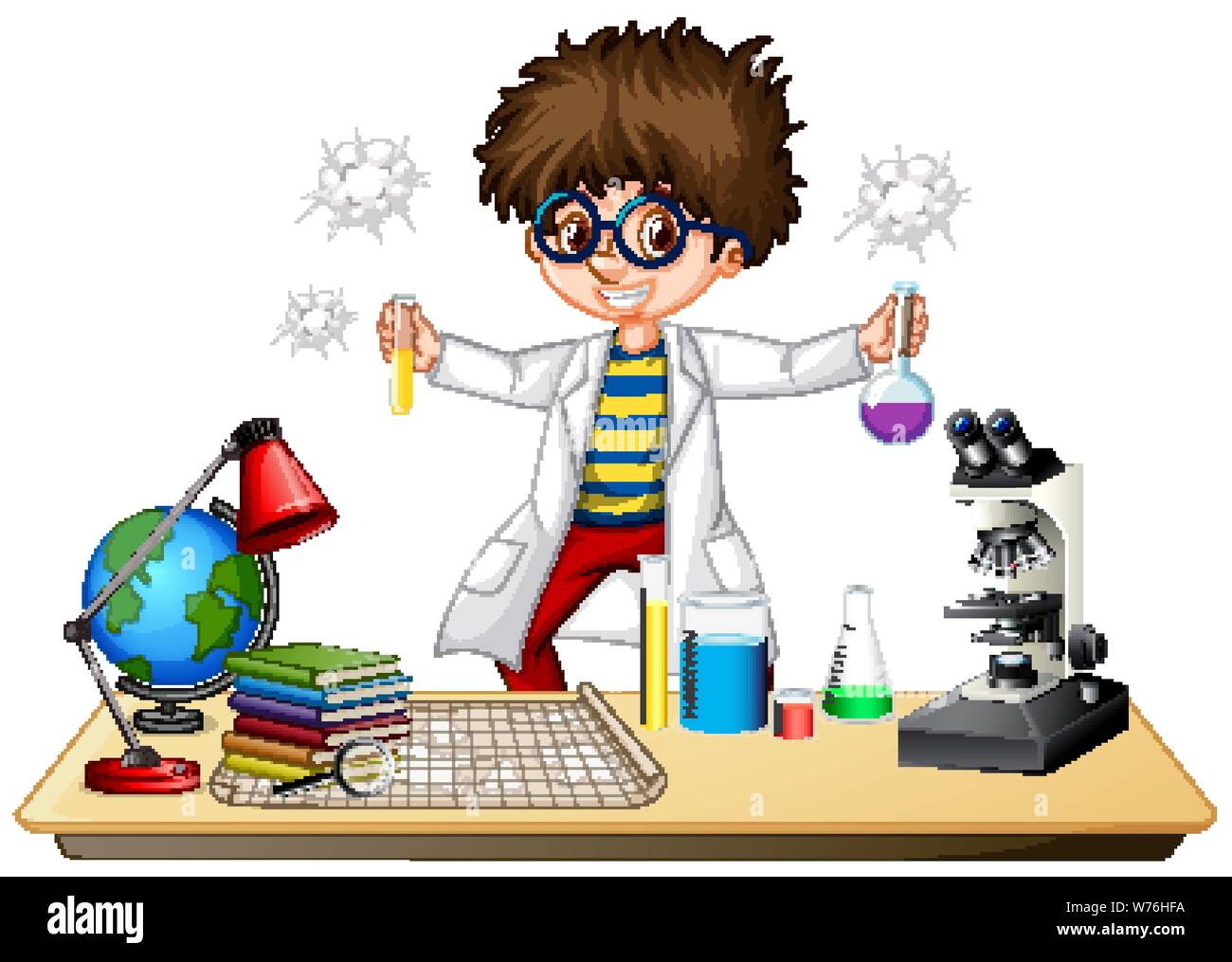 Cartoon Scientist Boy In Lab High Resolution Stock Photography and ...