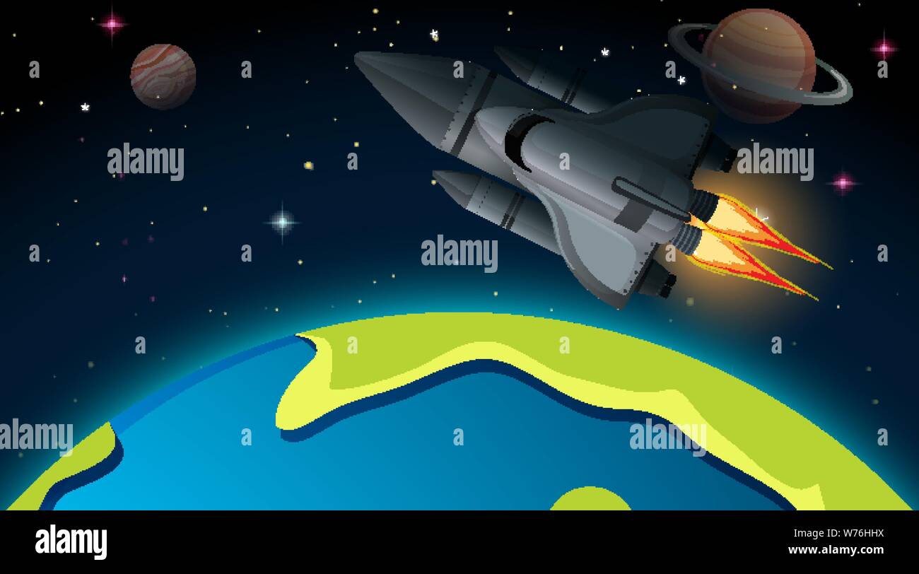 Rocket and earth scene illustration Stock Vector Image & Art - Alamy