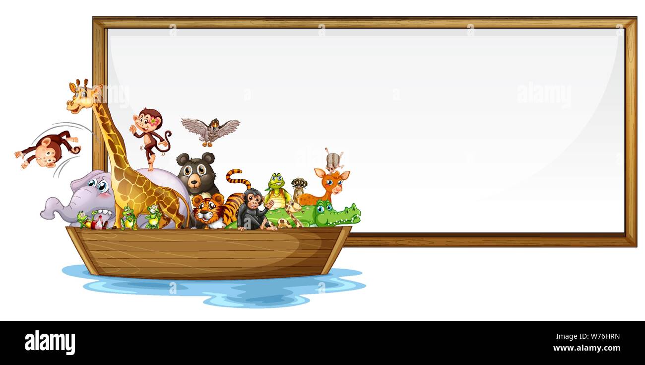 Border template design with cute animals illustration Stock Vector ...