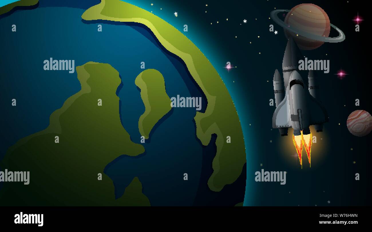 Space ship earth scene illustration Stock Vector Image & Art - Alamy