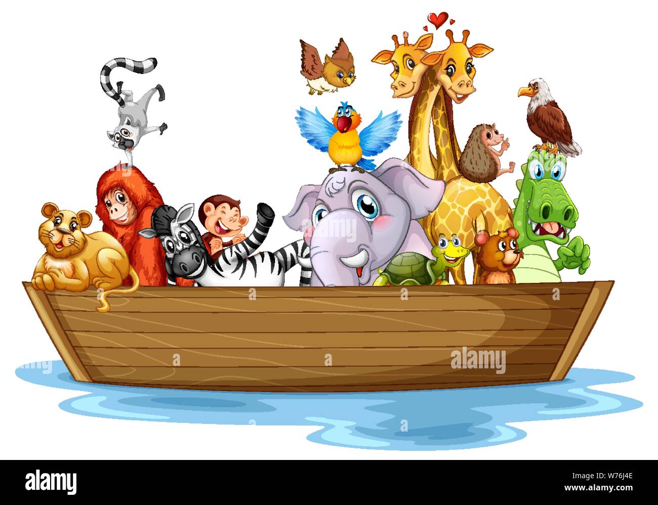 Cute animals on boat on white background illustration Stock Vector ...
