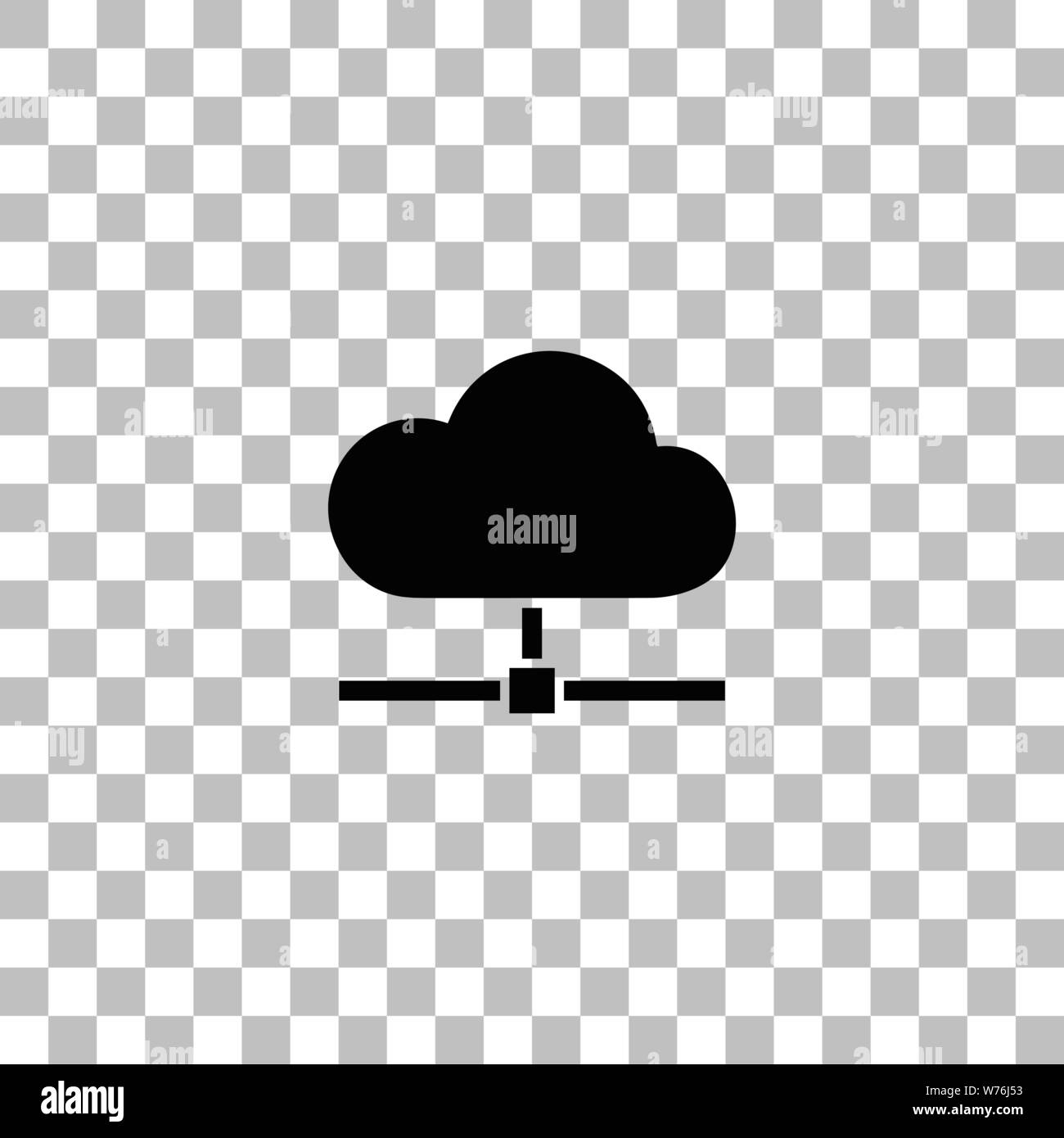 Cloud computing,server. Black flat icon on a transparent background ...