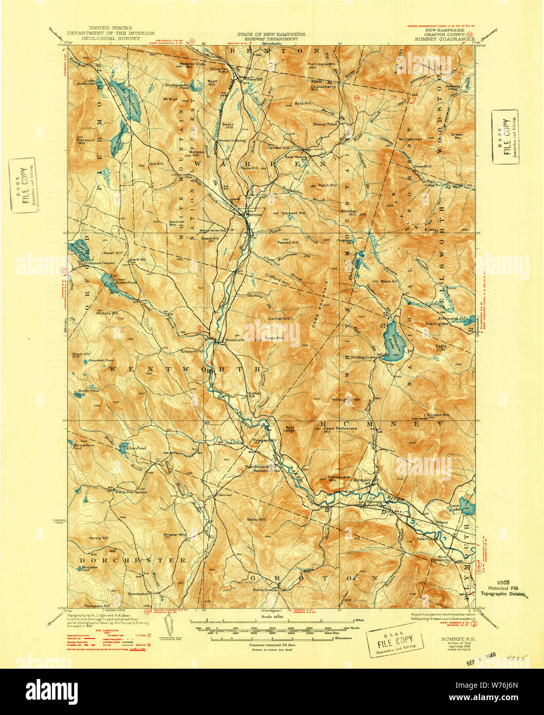 USGS TOPO Map New Hampshire NH Rumney 330331 1932 62500 Restoration ...