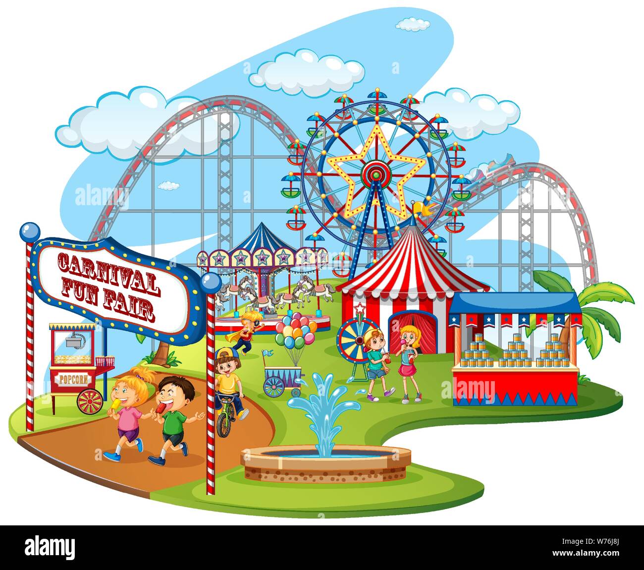 Fun fair theme park on isolated background illustration Stock Vector ...