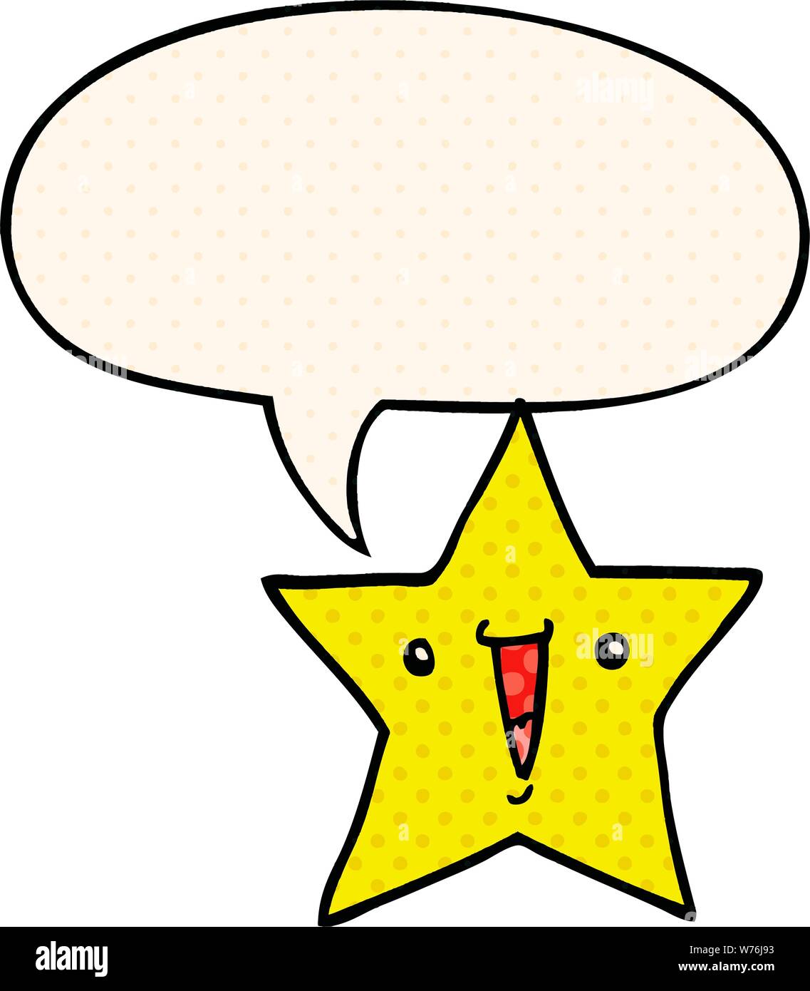 cartoon star with speech bubble in comic book style Stock Vector Image ...