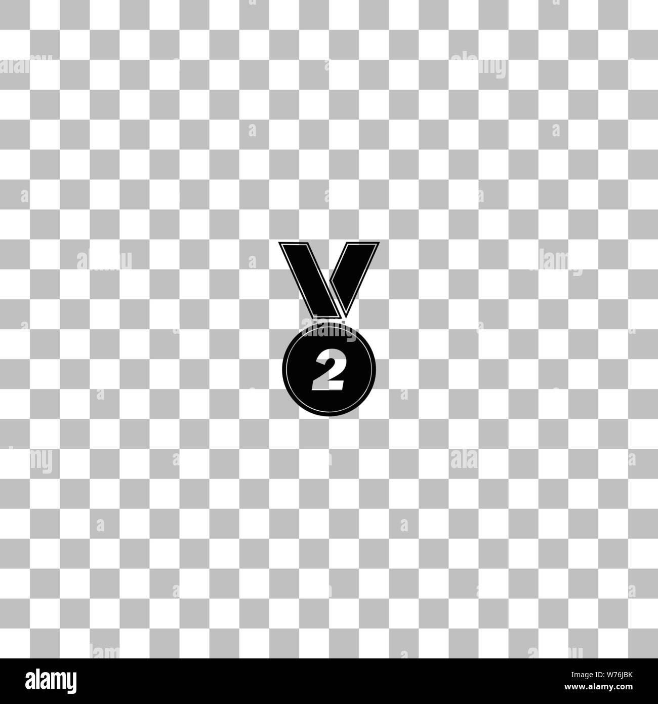 Medal 2. Black flat icon on a transparent background. Pictogram for ...