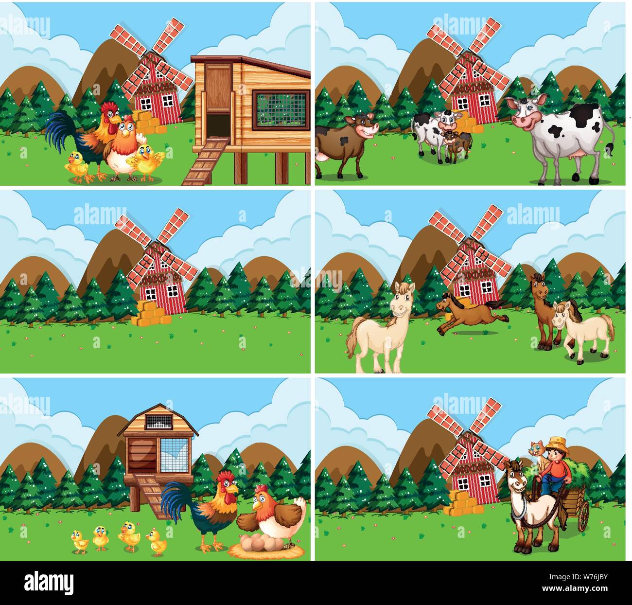 Geese green background Stock Vector Images - Alamy