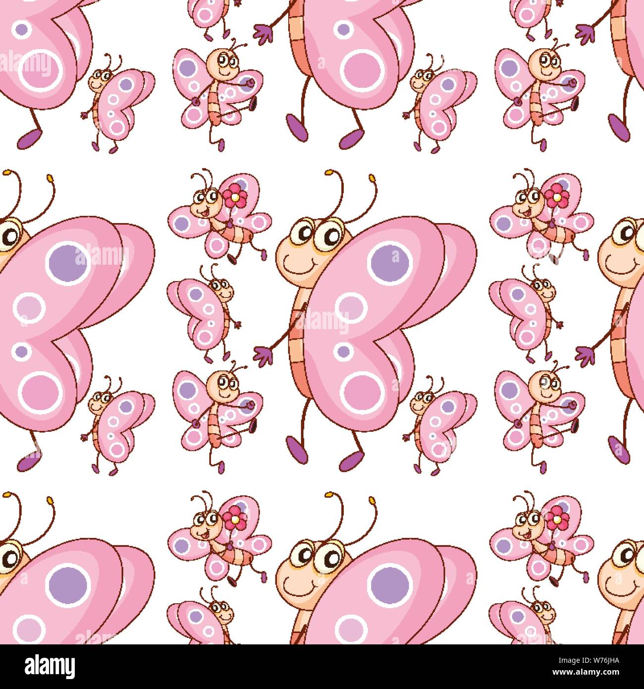 Seamless pattern tile cartoon with butterflies illustration Stock ...