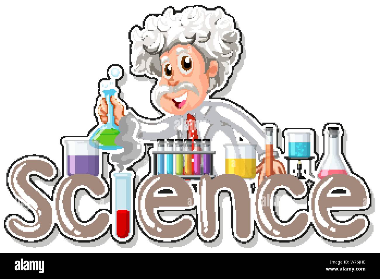 Word design for science with scientist working in lab illustration ...
