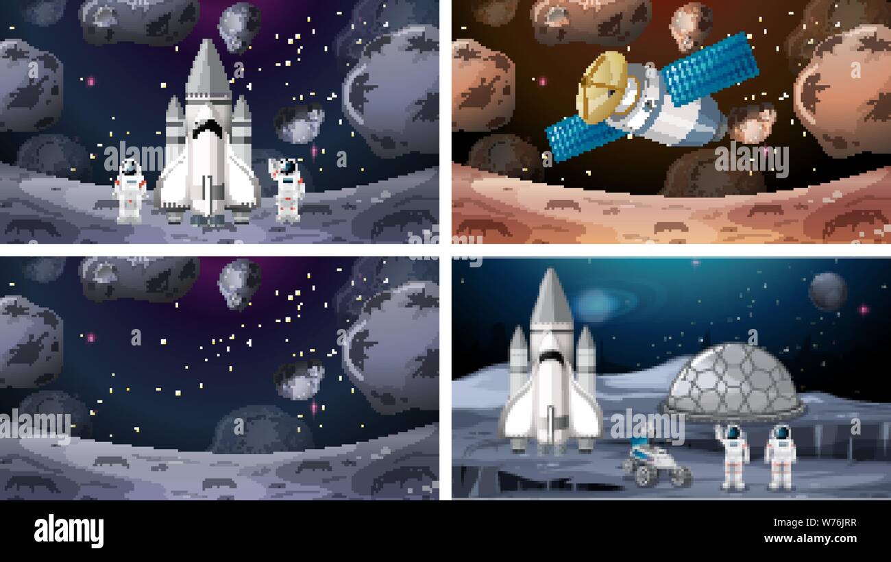 Space scenes with rockets on mars illustration Stock Vector Image & Art ...