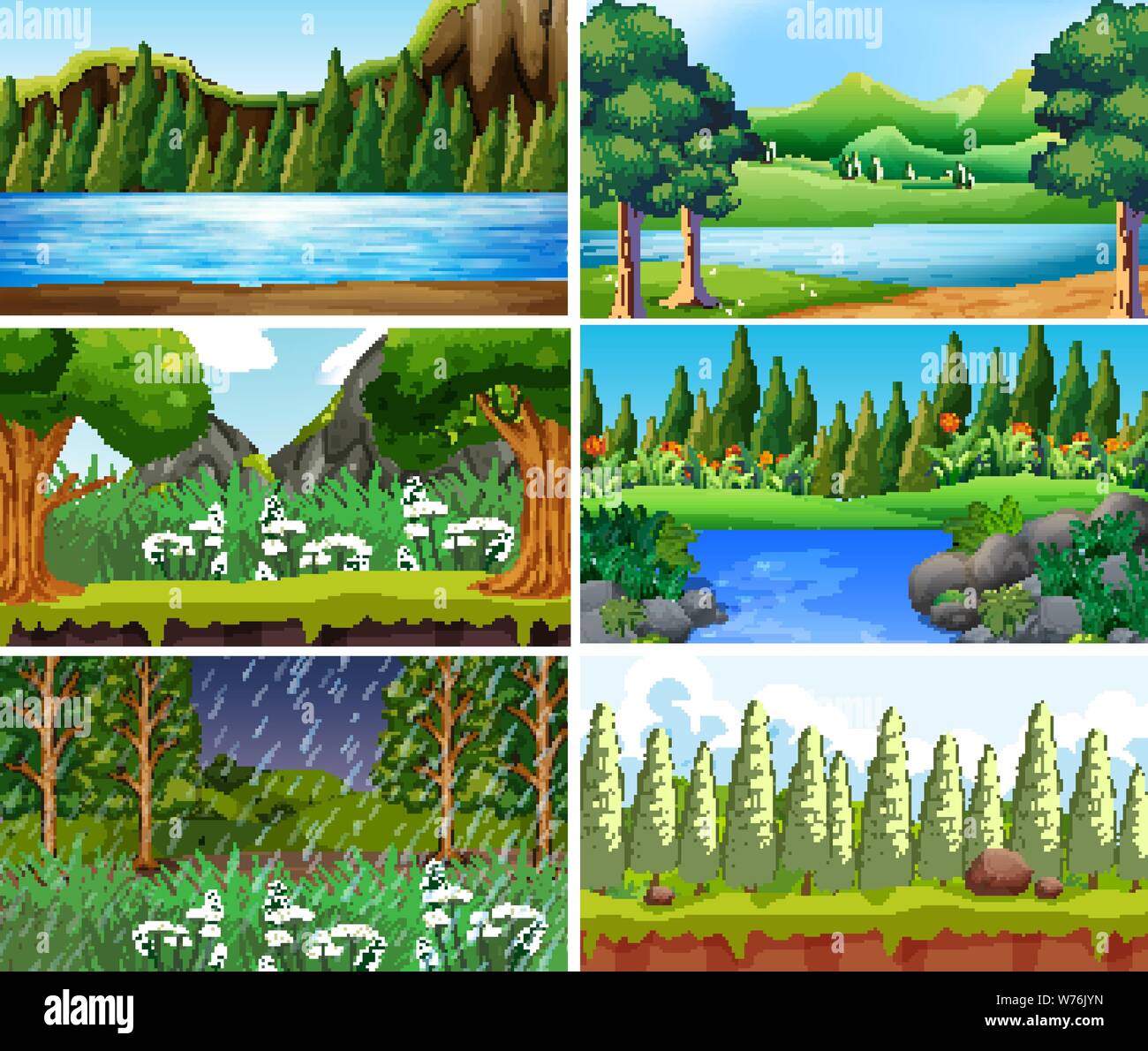 Empty, blank landscape nature scenes illustration Stock Vector Image ...