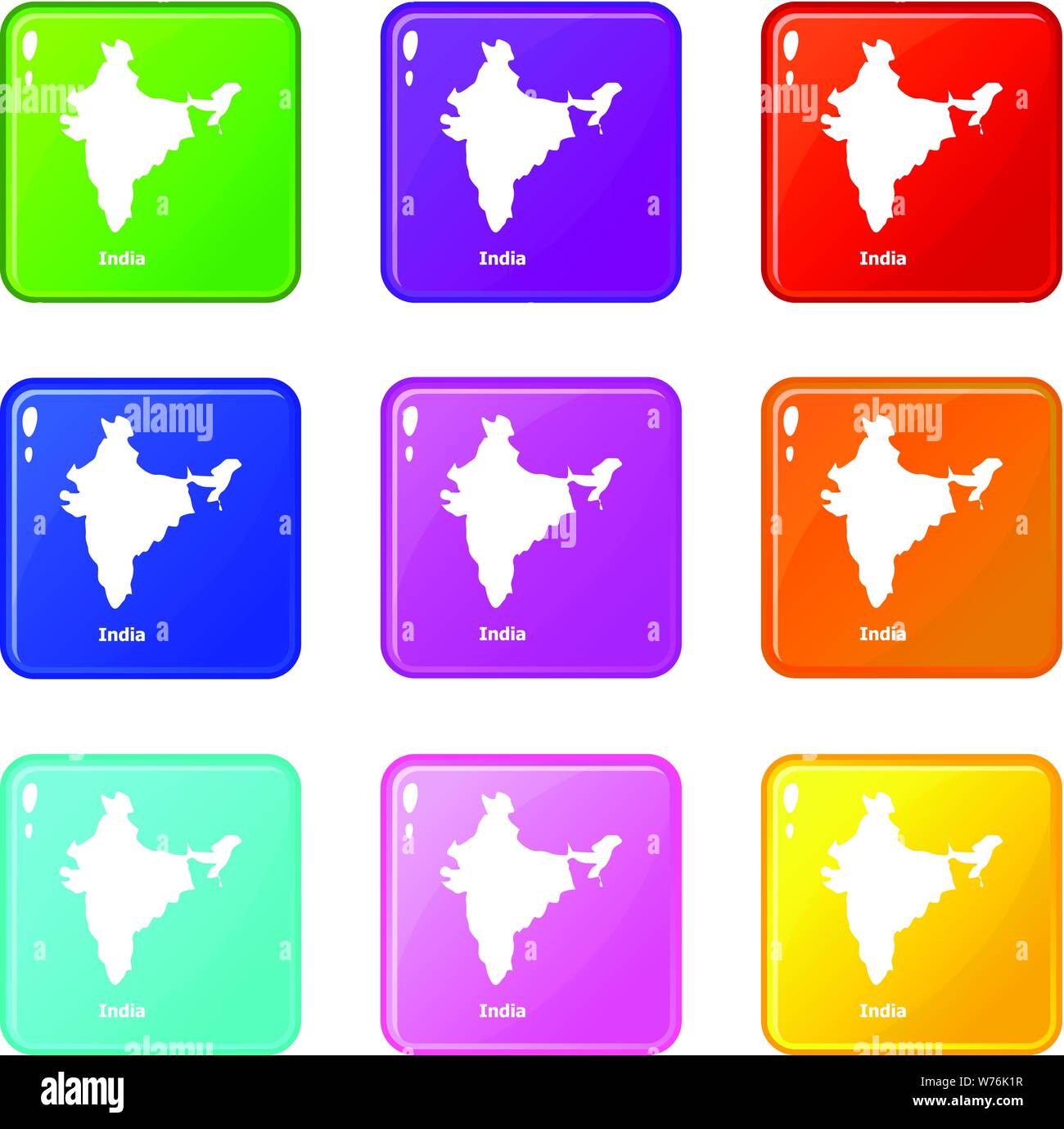 India map icons set 9 color collection Stock Vector Image & Art - Alamy