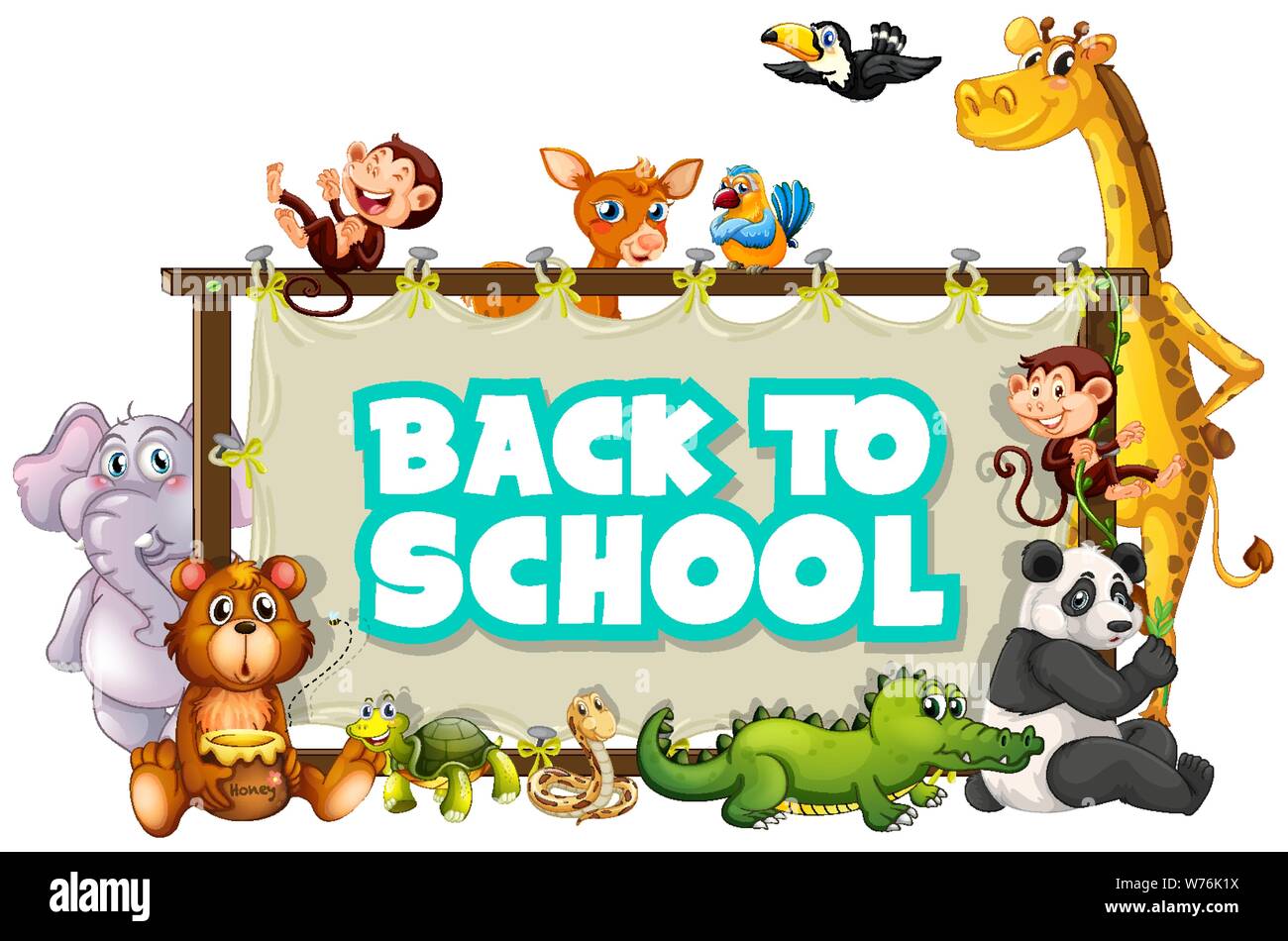 Back to school template with animals illustration Stock Vector Image ...