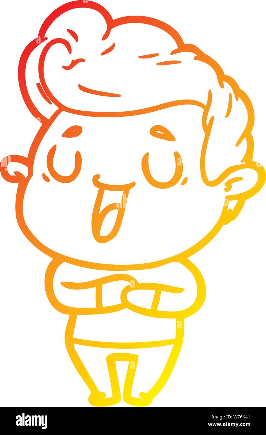 warm gradient line drawing of a happy cartoon man Stock Vector Image ...