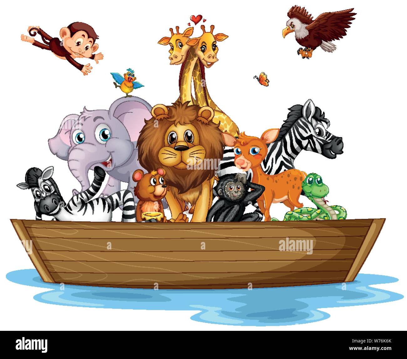 Many wild animals on rowboat illustration Stock Vector Image & Art - Alamy