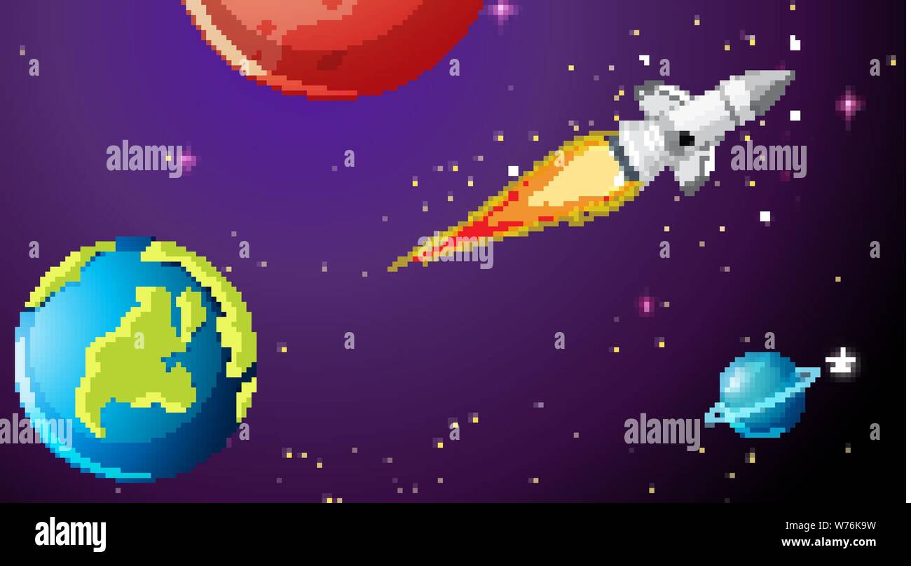 Rocket ship flying through space illustration Stock Vector Image & Art ...