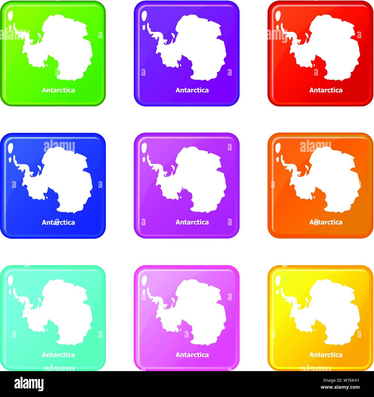 Antarctica map icons set 9 color collection Stock Vector Image & Art ...