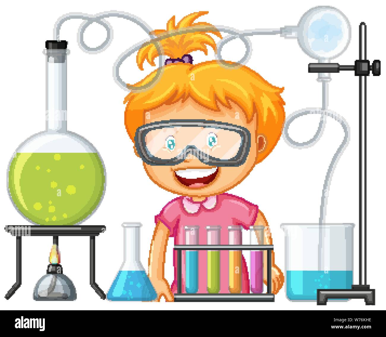 Scientist working with science tools in lab illustration Stock Vector ...