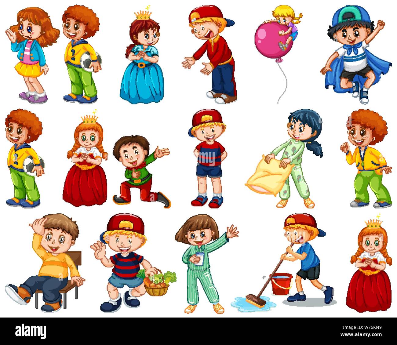 Kids in large group acting our varoous roles illustration Stock Vector ...