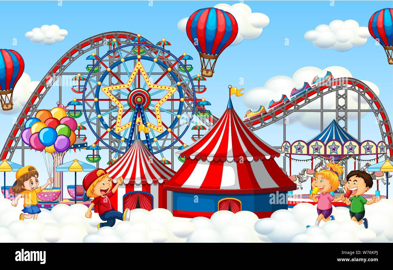 An outdoor funfair scene illustration Stock Vector Image & Art - Alamy