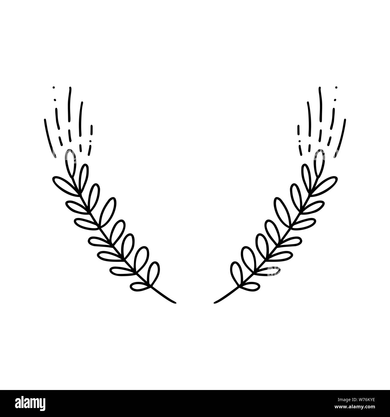 Vector of wheat ears. Simple monoline hand drawn illustration of ...
