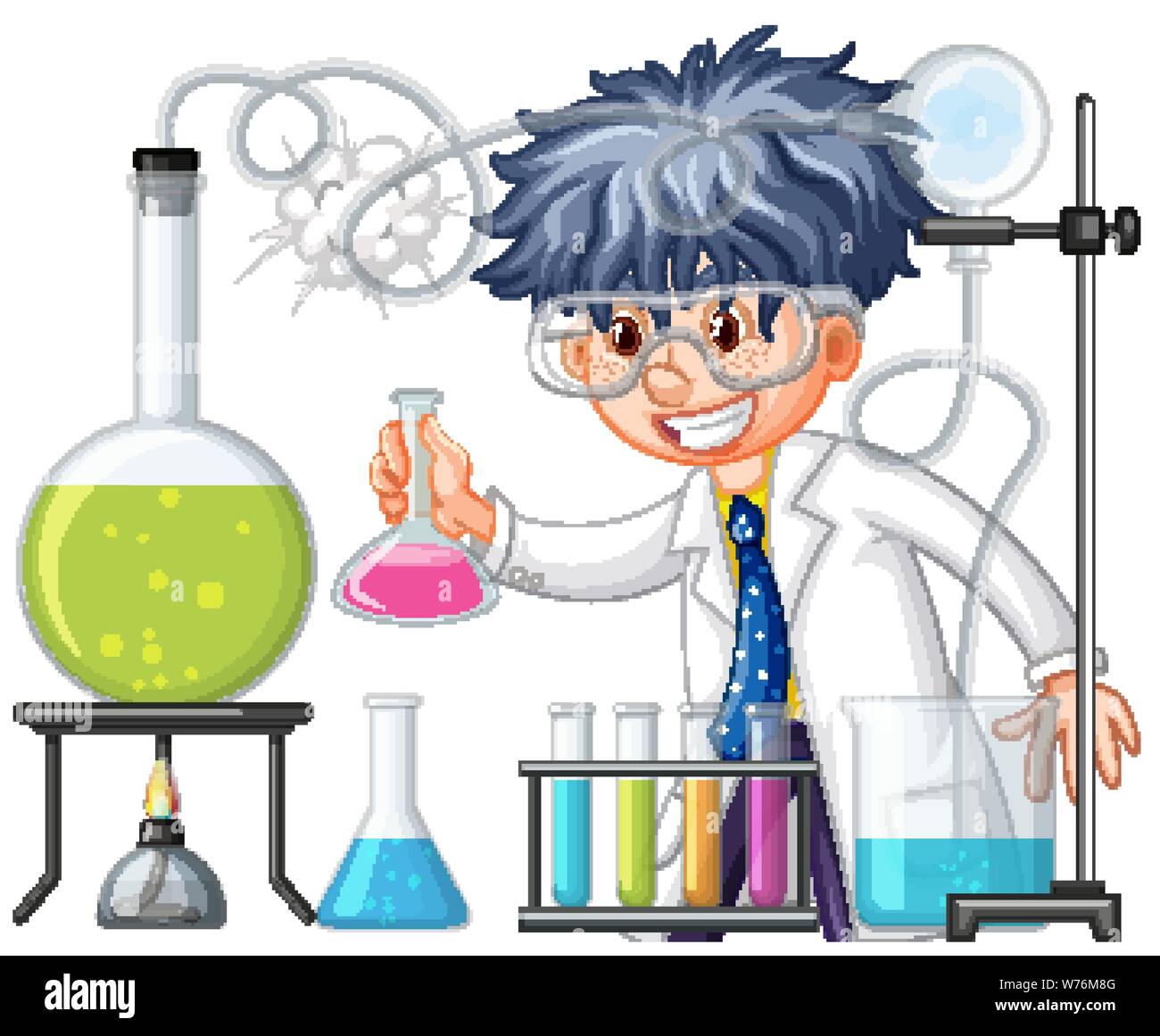 Scientist doing experiment in science lab illustration Stock Vector ...