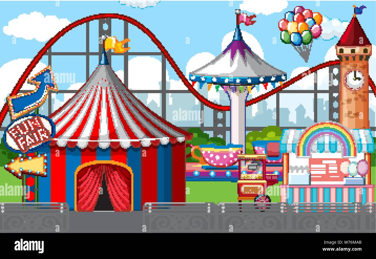 An outdoor funfair scene illustration Stock Vector Image & Art - Alamy