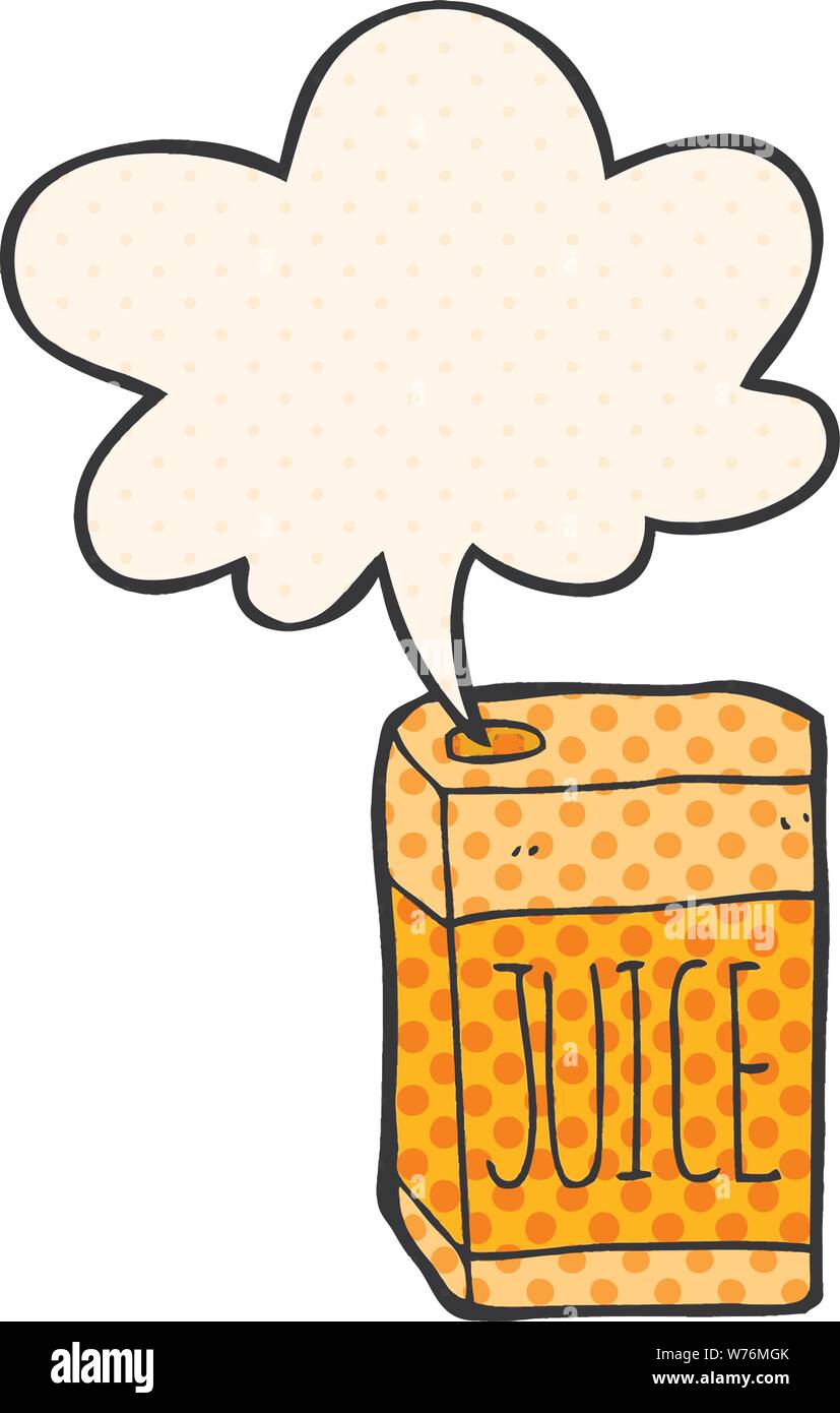cartoon juice box with speech bubble in comic book style Stock Vector ...