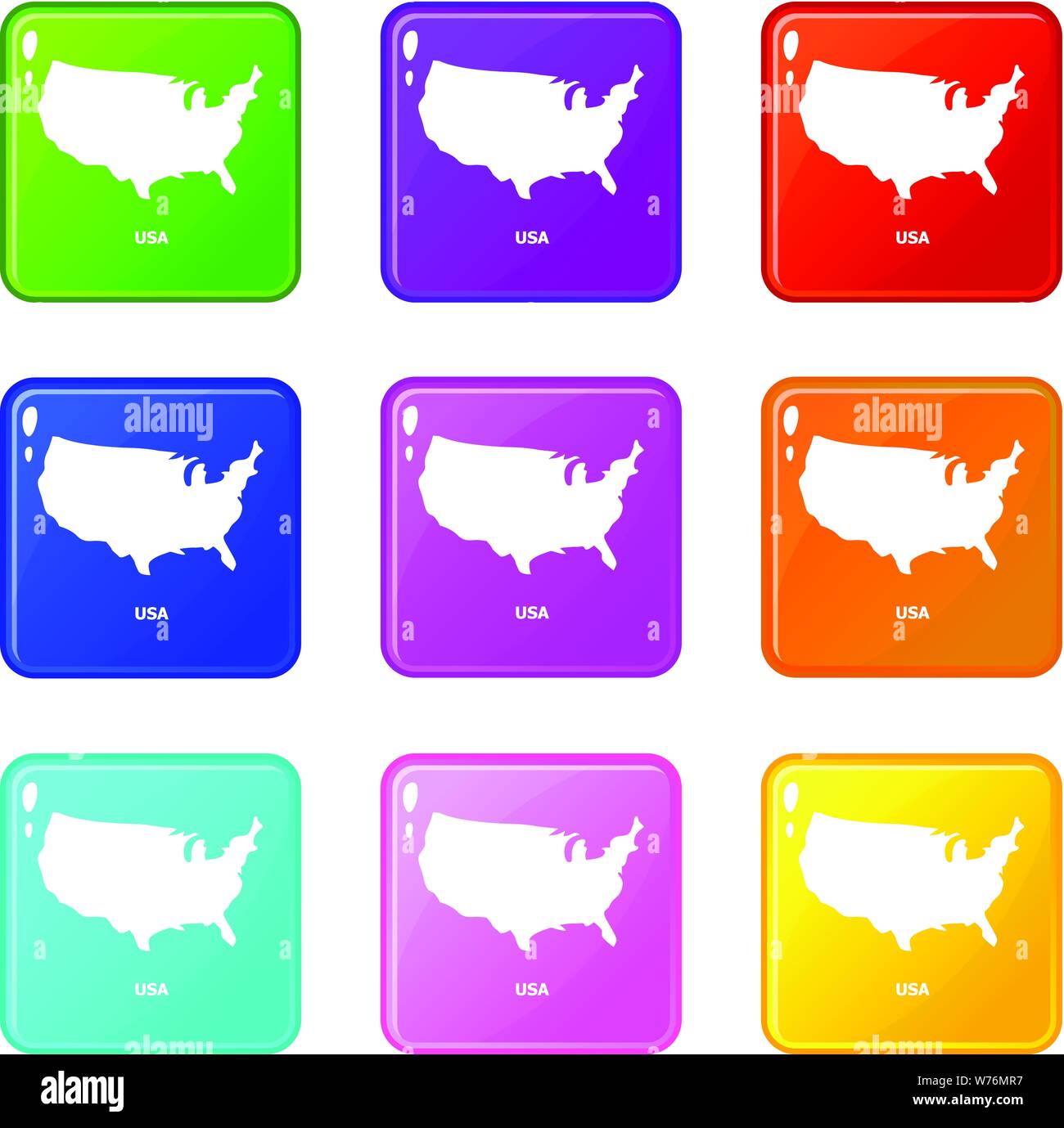 Usa map icons set 9 color collection Stock Vector Image & Art - Alamy