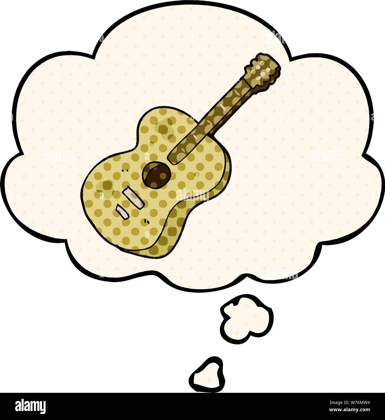 cartoon guitar with thought bubble in comic book style Stock Vector ...