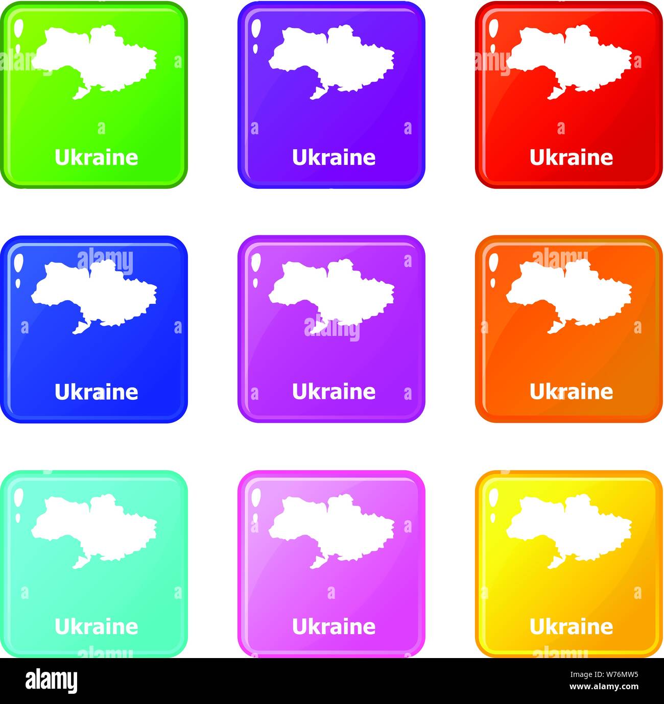 Ukraine map icons set 9 color collection Stock Vector Image & Art - Alamy